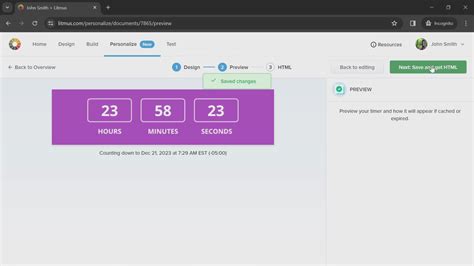 litmus creating a timer flow on web page flows