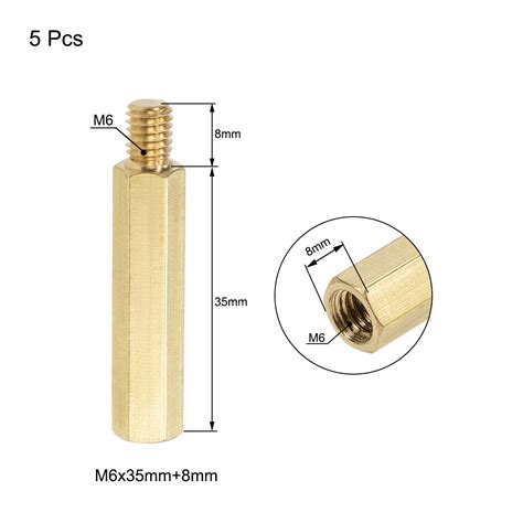 Uxcell M6 Male To Female Hex Brass Spacer Standoff 5pcs Harfington