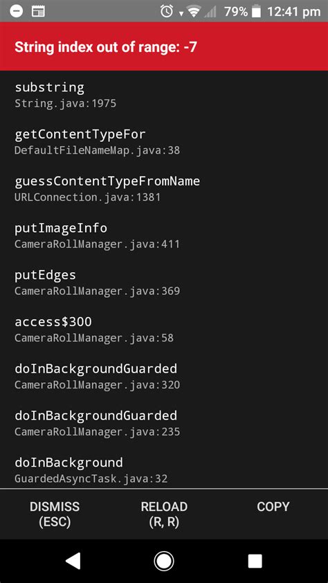 regression cameraroll getphotos causes stringindexoutofboundsexception