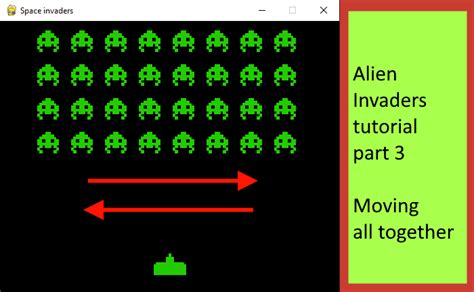 space invaders tutorial part 3 aliens are moving python programming
