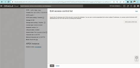 Enable Access Control List For An Oracle Atp S Database Cloud