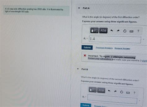Solved Part A A4 8 Cm Wide Diffraction Grating Has 2000
