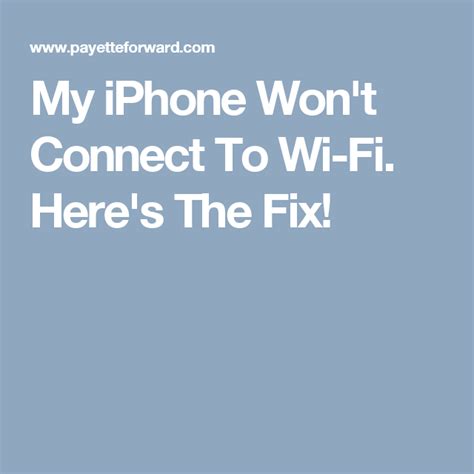 My iPhone Won't Connect To Wi-Fi. Here's The Fix! | Wifi, Fix it, Iphone