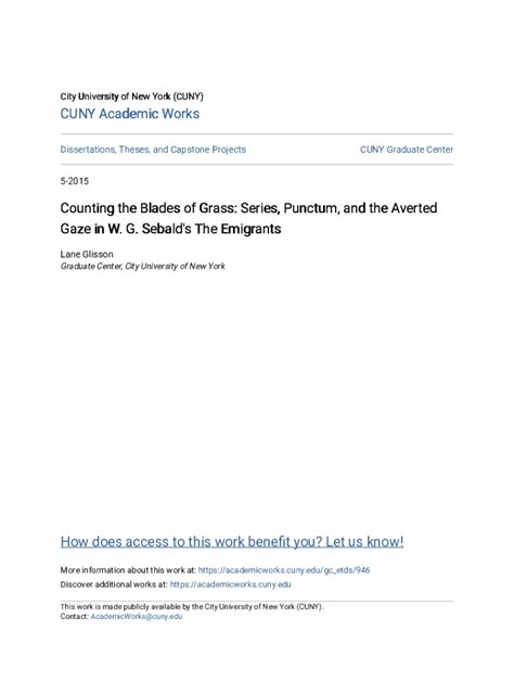 Fillable Online Academicworks Cuny Counting The Blades Of Grass Series