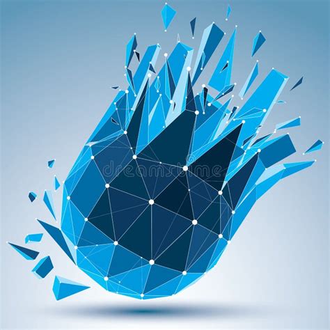 3d Vector Digital Wireframe Spherical Object Broken Into Different Particles And Fragments