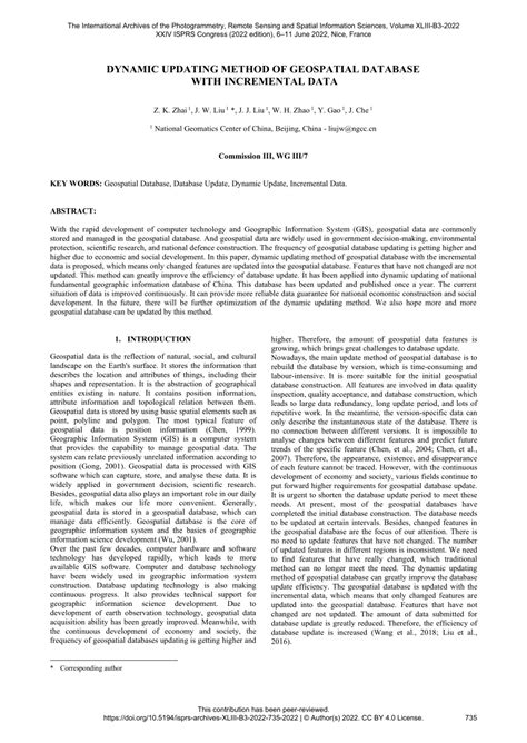 pdf dynamic updating method of geospatial database with incremental data