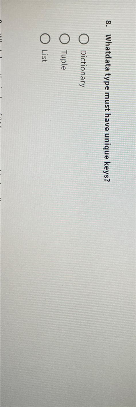 Solved Whatdata Type Must Have Unique