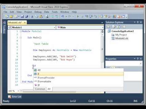 Visual Basic Hash Table YouTube
