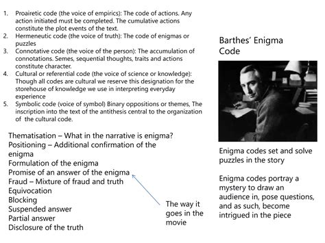 Barthes Enigma Code Binary Oppositions And Equilibrium Pptx