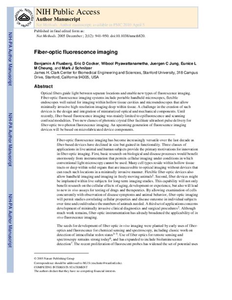 Pdf Fiber Optic Fluorescence Imaging