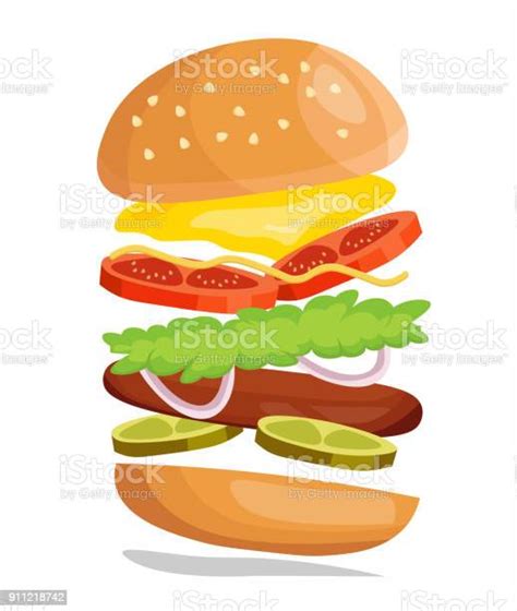 패스트 푸드 햄버거 벡터에 대 한의 화려한 복고풍 빈티지 만화 포스터 햄버거 류에 대한 스톡 벡터 아트 및 기타 이미지 햄버거 류 복고풍 디자인 Istock
