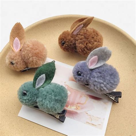 Rabbit Hair Accessories 10 Pcs Cute Stuffed Bunny Hair Clips Elastic
