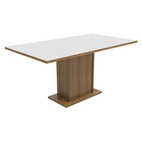 Mesa Madesa Retangular Tampo De Madeira 5275 Rustic Branco