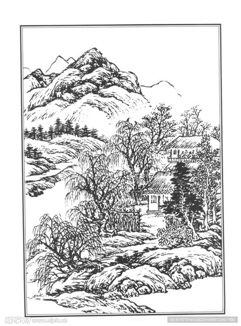 白描山水 设计图绘画书法文化艺术设计图库昵享网nipiccn