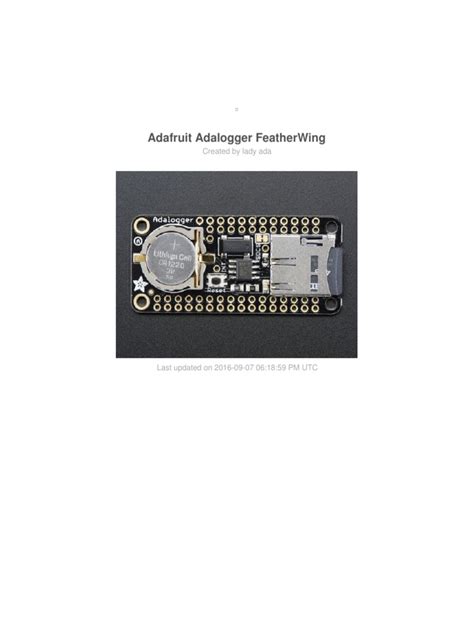 Adafruit Adalogger Featherwing Created By Lady Ada Pdf Computer