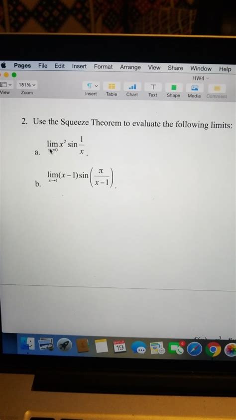 Solved Use The Squeeze Theorem To Evaluate The Following