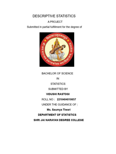 Statistics Descriptive Project Pdf Mean Mode Statistics