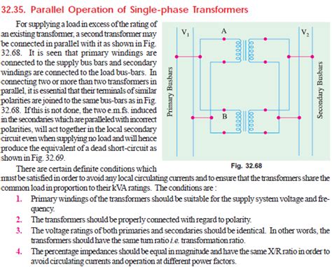 Transformer Parallel Operation Of Single Phase Transformers