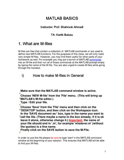 Matlab Basics Laboratory Lecture Notes Seas 001 Docsity