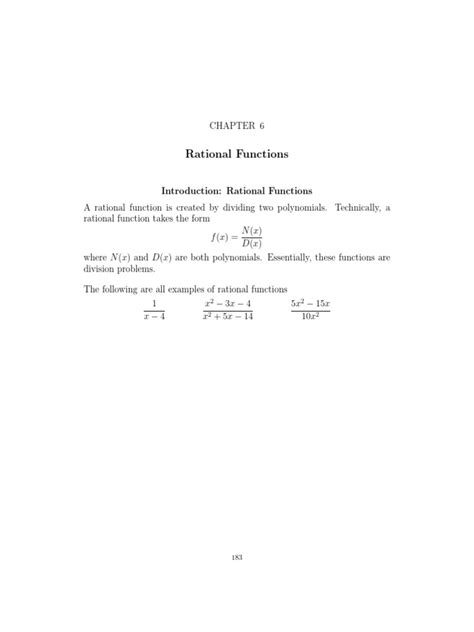 Algebra 2 Rational Functions Pdf Asymptote Polynomial