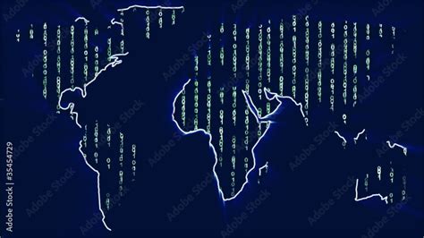 Binary Data On World Map Stock Video Adobe Stock
