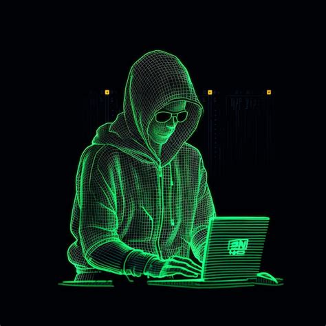 premium photo computer hacker green ascii style on black background generative ai