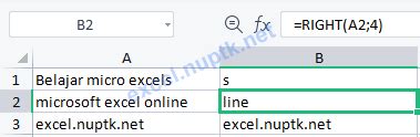 NUPTK Net Fungsi Excel RIGHT