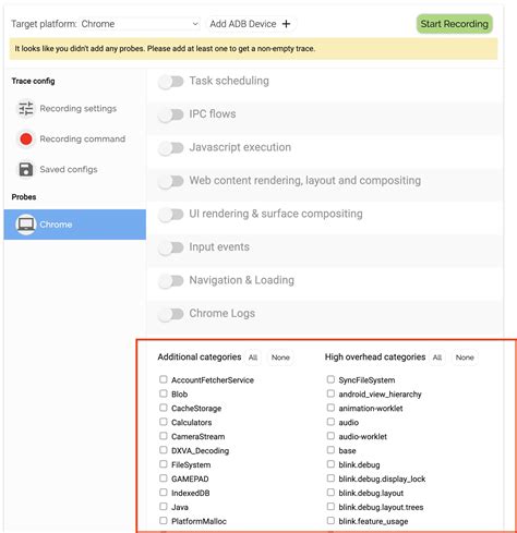Recording Traces On Chrome Perfetto Tracing Docs