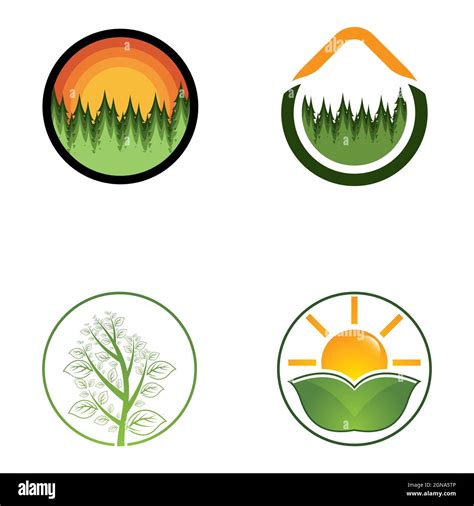 Tree Leaf Vector Logo Template Icon Set Design Stock Photo Alamy