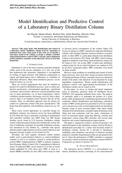 Pdf Model Identification And Predictive Control Of A Laboratory Binary Distillation Column