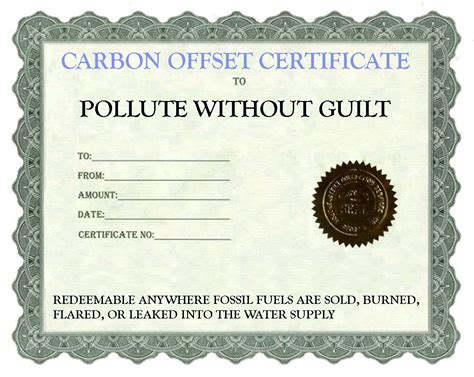 Weblog Carbon Offset Certificate Front
