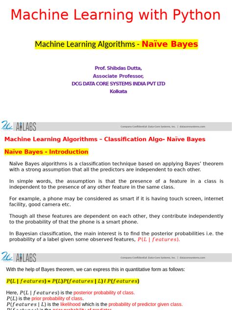 Machine Learning With Python Machine Learning Algorithms Naïve