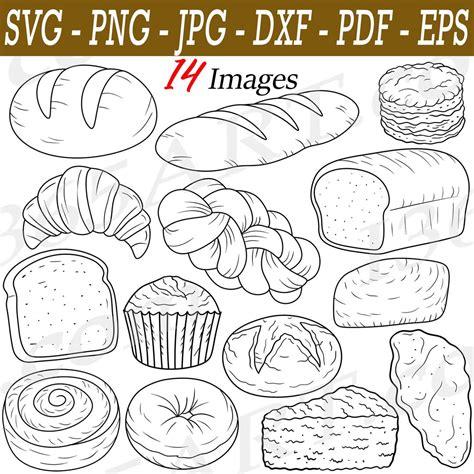 Bread Svg Sourdough Svg Bread Clipart Bakery Line Art Croissant