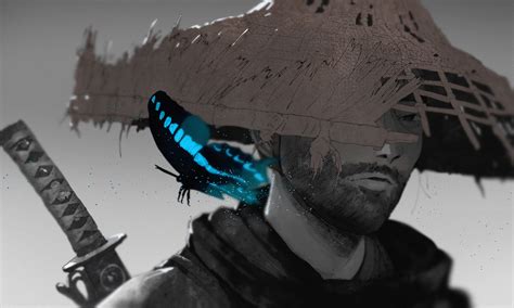 Sakai Jin Ghost Of Tsushima Artist Request Highres Boy Black Eyes Black Hair Bug