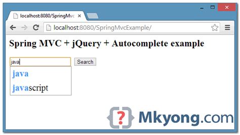 Spring Mvc Jquery Autocomplete Example