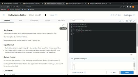 Code Chef Practice Problem MULTIVITAMINS YouTube