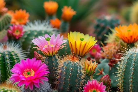 Ai Generated A Collection Of Diverse Cactus Varieties In A Desert