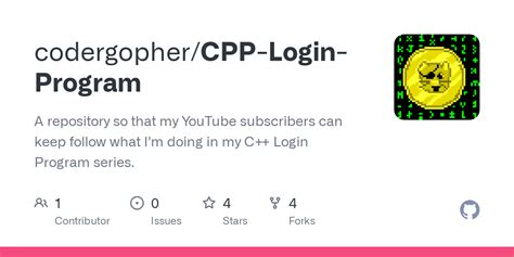 GitHub Codergopher CPP Login Program A Repository So That My YouTube Subscribers Can Keep