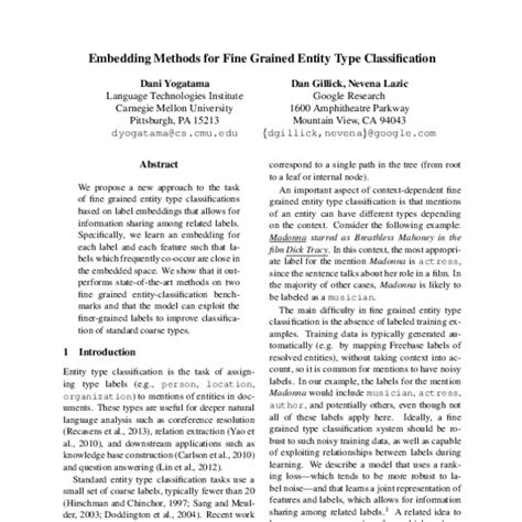 Embedding Methods For Fine Grained Entity Type Classification Acl