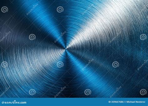 Blue Brushed Metal Texture Reflecting Light Creating Concentric Circles Perfect For Backgrounds