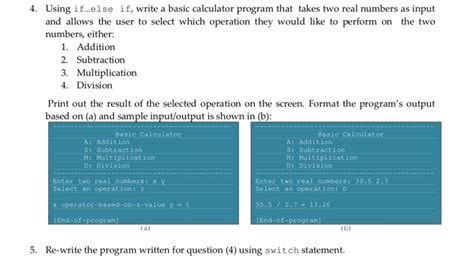 Solved 4 Using Ifelse If Write A Basic Calculator