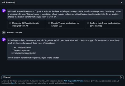 Getting Started With Amazon Q Developer Transformation Capabilities For Vmware Migration