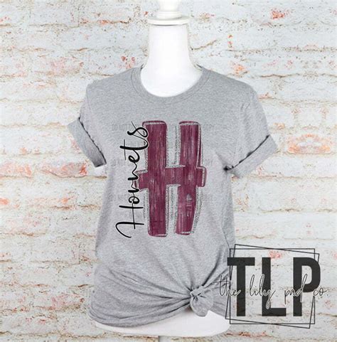 Hornets Maroon Digital Painted Mascot Letter Word Graphics Tee The