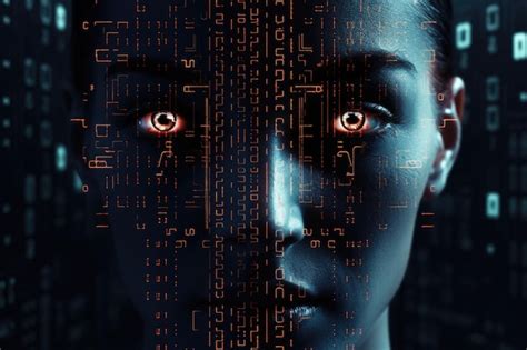 Premium Ai Image Female Face With Matrix Digital Numbers Artifical Intelligence Ai Theme With
