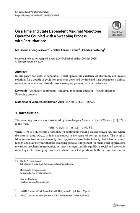 Pdf On A Time And State Dependent Maximal Monotone Operator Coupled