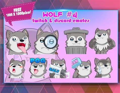 Wolf 4 Chibi Twitch Emotes Pack Discord Emotes Pack Emotes For