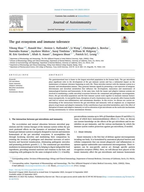 The Gut Ecosystem And Immune Tolerance Pdf