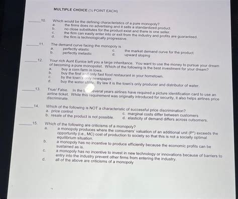 Solved MULTIPLE CHOICE (1/3 POINT EACH) 10. Which would be | Chegg.com
