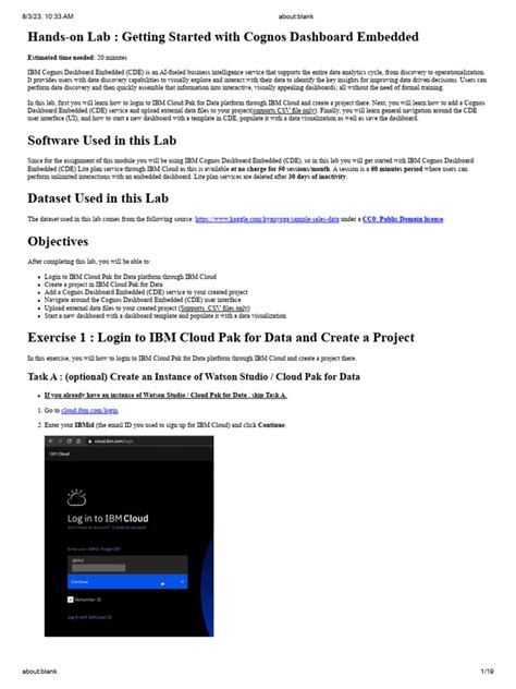 Hands On Lab 22 Getting Started With Cognos Dashboard Embedded Pdf