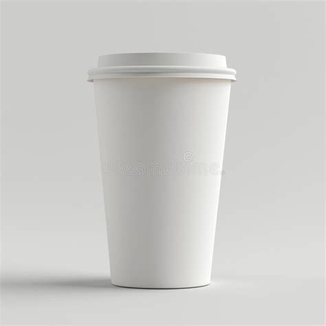 Close Up Of Blank Paper Coffee Cup Without Lid Minimal Style White Background Stock